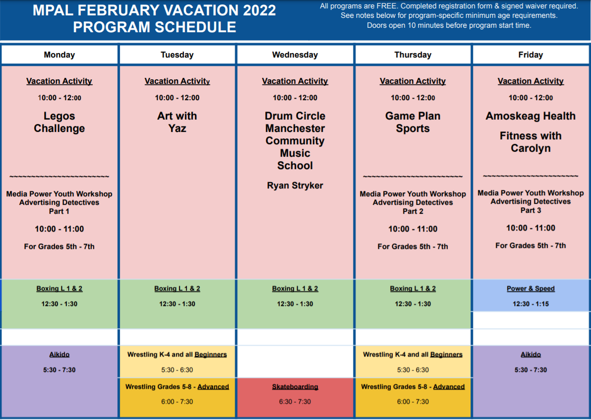 Vacation Programs | Manchester Police Athletic League